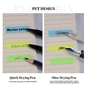 Golcellia Fluorescent Translucent Sticky Note Flags, 1200 Pcs Total, Pack of 10 Color Tabs, Arrow Index Tabs, Page Flag Markers