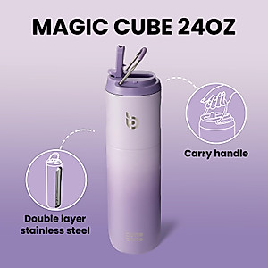 BOTTLE BOTTLE Insulated Water Bottle 24oz with Straw Lid and Handle for Sports Travel Gym Stainless Steel Water Bottles Double-Wall Vacuum Metal Thermos Bottles Leak Proof BPA-Free (purple gradient)