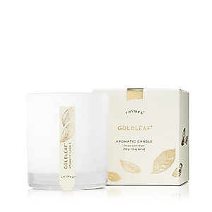 Thymes Aromatic Jar Candle - Goldleaf Scented Candle for a Floral Home Fragrance - Matte White Candles (7.5 oz)