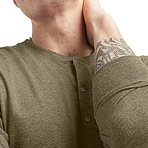 Hanes Originals Men's Tri-Blend Long Sleeve Henley, Oregano PE Heather, X Large