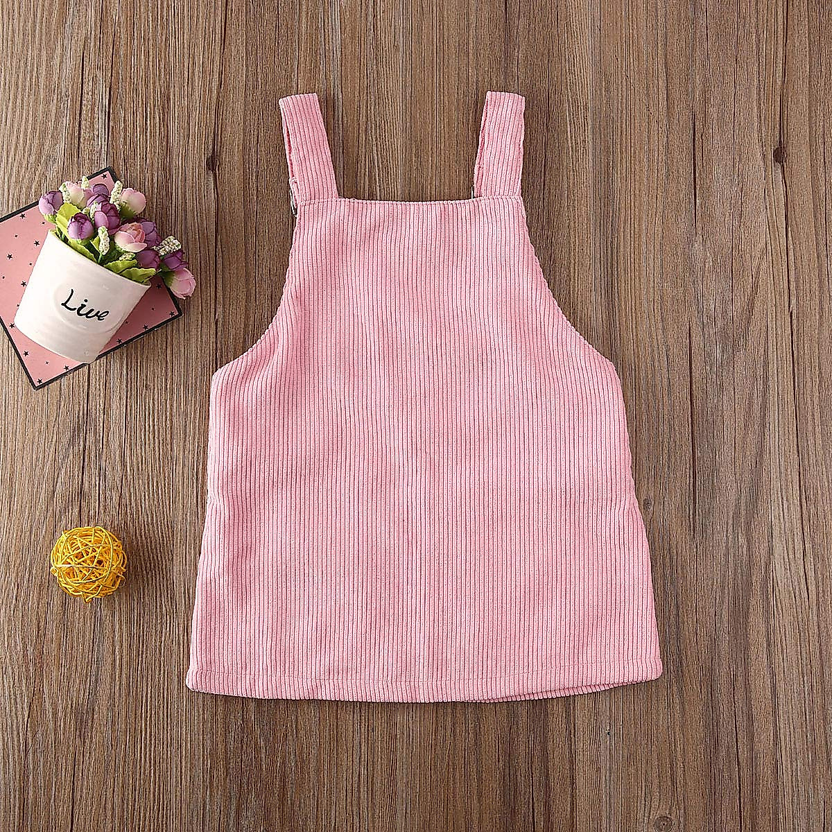 Mubineo Toddler Baby Girl Corduroy Pocket Overall Dress Kids Casual Bib Dresses (Pink, 5T)
