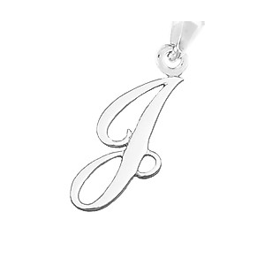 CloseoutWarehouse Sterling Silver Letter J Classic Script Initial Pendant (Letters A-Z Available)