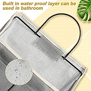 6 Pack Wall Hanging Storage Bag Bulk, Wall Hanging Organizer with Pockets, Linen Cotton Wall Pouch Basket with Sticky Hooks for Over The Door Closet Bathroom Bedroom Kitchen Dorm Room (Gray)
