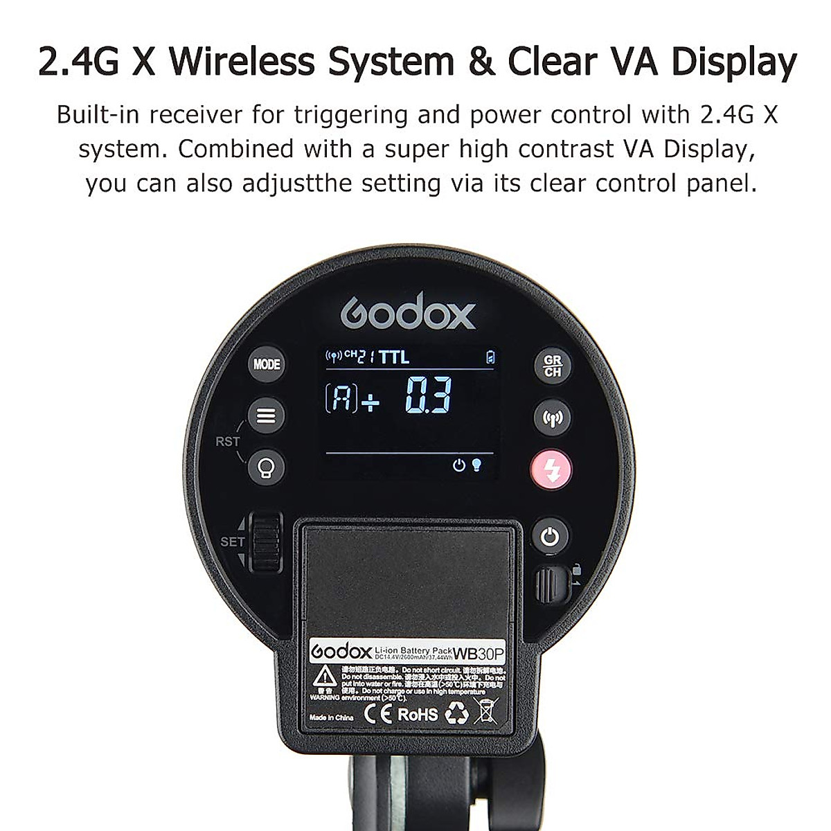 Godox AD300Pro Outdoor Strobe Flash Light, 2.4G Wireless 300Ws TTL 1/8000s 320 Times Full Power Flash Rechargeable Battery Compatible with Canon Nikon Sony FUJIFILM Panasonic Pentax Olympus