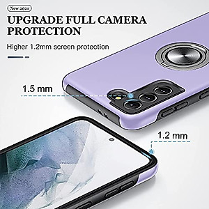 JAME Designed for Samsung Galaxy S21 Case (Not for S21 Plus & S21 Ultra), Slim Tough Rugged Shockproof Protective Case with Metal Ring Kickstand for Samsung Galaxy S21 6.2 Inch, Purple