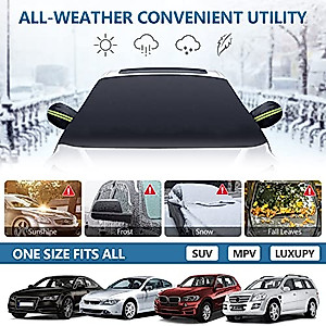 LADER Windshield Cover for Ice and Snow, Car Windshield Snow Cover, Windshield Frost Cover Ice Removal Wiper Protector, Windshield Snow Ice Cover, Fits Most Cars Trucks Vans SUVs