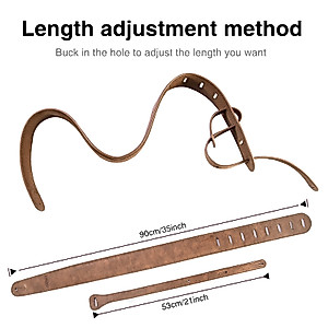 LEKATO Bass Strap for Electric Guitar & Bass 2.5” Wide Leather Bass Guitar Strap with Foam Padded Bass Guitar Strap Leather Bass Guitar Strap Adjustable Length from 41” to 51” Leather Guitar Straps