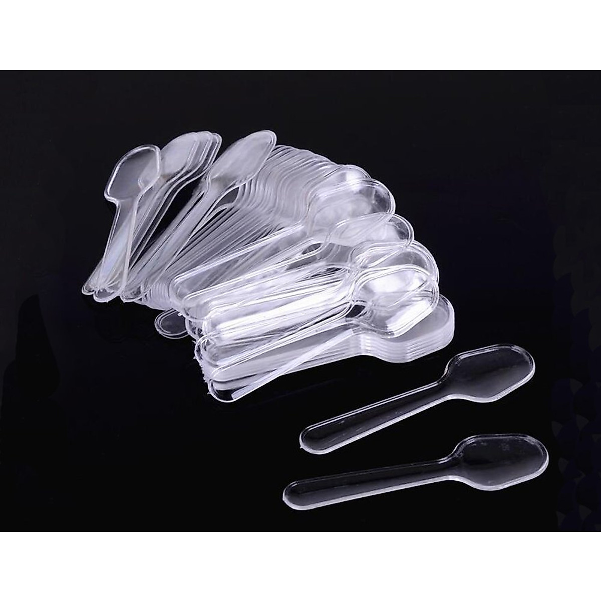 ericotry 500Pcs 7.5cm/3inch Mini Clear Mini Plastic Spoons Disposable Tasting Spoon Scoops for Dessert Ice Cream Appetizer Cake Spices Food Supply