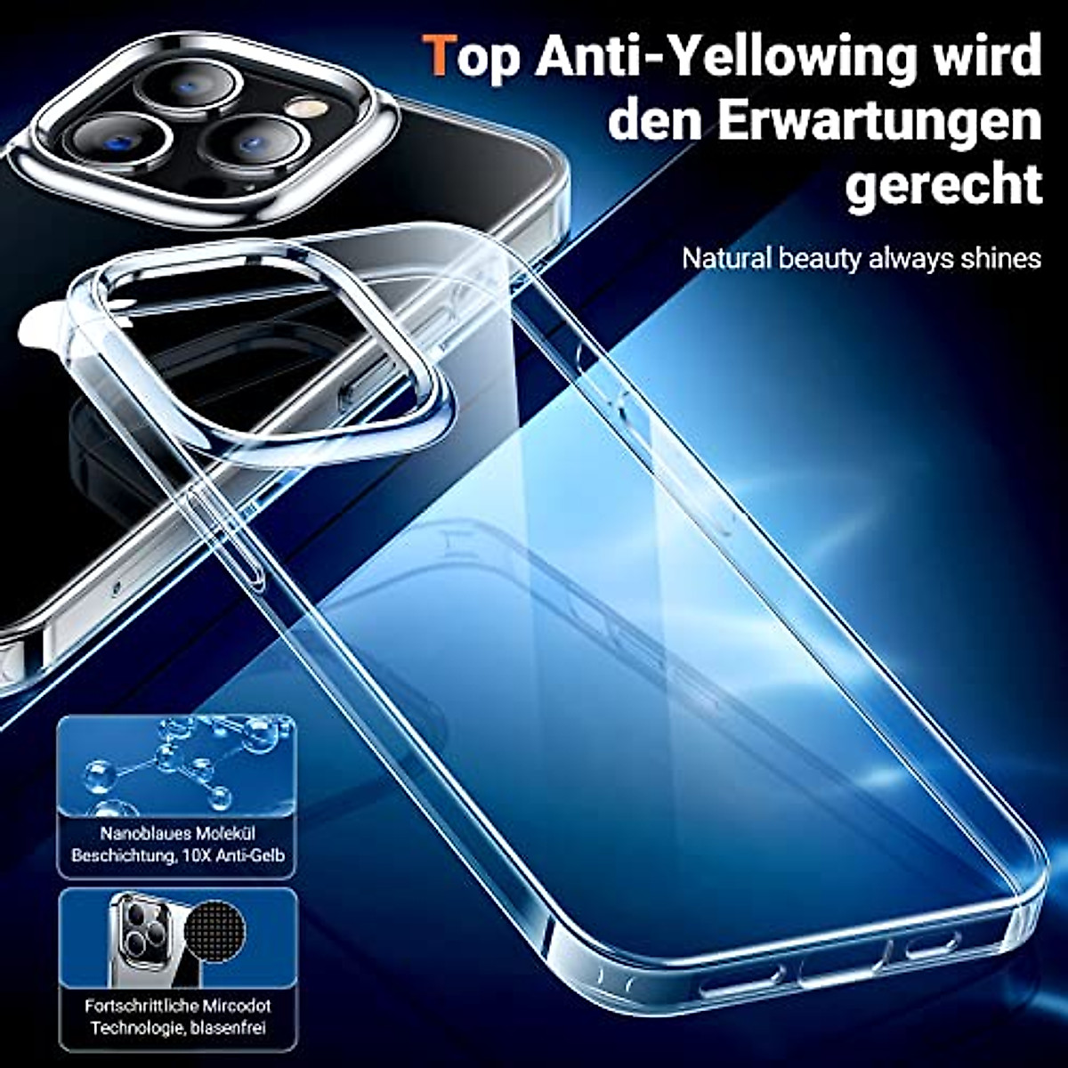 TORRAS Crystal Clear iPhone 13 Pro Max Case, [Long Lasting Clarity] Ultra-Thin Slim Fit iPhone 13 Pro Max Phone Case, Soft Silicone Cover Phone Cases for iPhone 13 Pro Max 6.7 inch, Crystal Clear