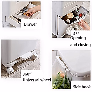 taimowei 42L Waste Bin Trash Can Dustbins Wheel Pedal Type with Lid 3-Layer Paper Basket Kitchen 42X28.2X112.2CM