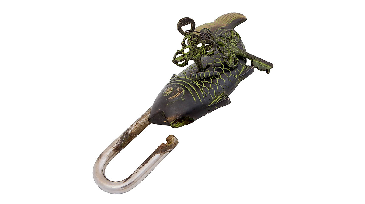 Collectible Brass Fish Padlock - Unique Feng Shui Décor