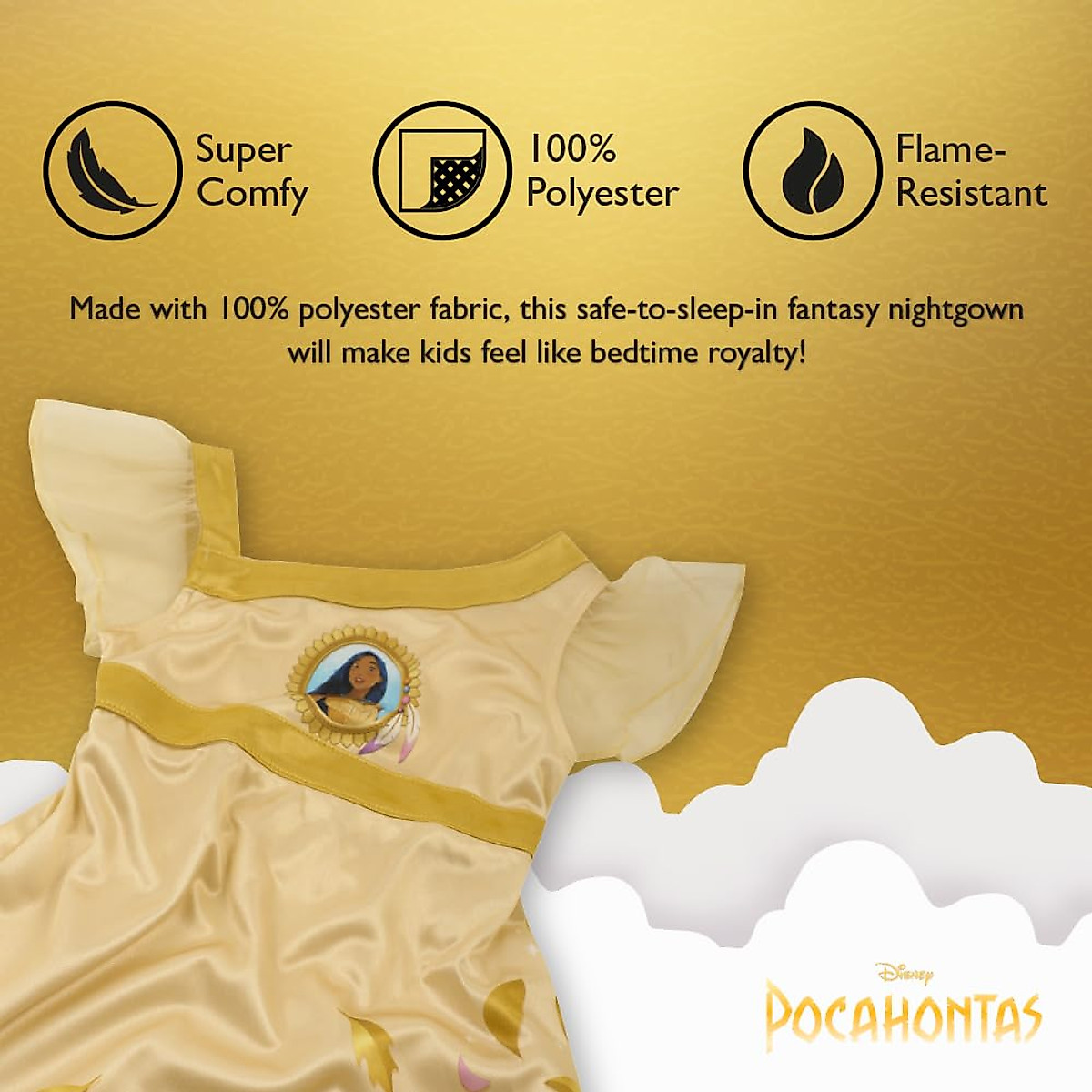 Disney Girls' Princess Fantasy Gown Nightgown, POCAHONTAS, 6
