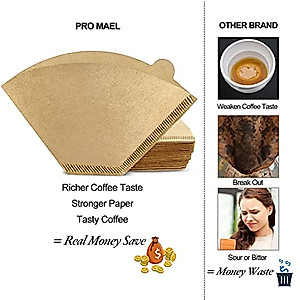 Pro Mael #2 Cone Coffee Filters Paper Disposable for Pour-Over and Automatic Drip Coffee Makers, Better Filtration with No Blowouts, Made from Unbleached Natural Filter Paper, Brown (100 Count)
