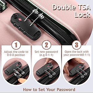 Karl home 4 Piece Luggage Sets, Travel Suitcase, Large Capacity Lightweight Luggage Sets with TSA Lock & Spinner Wheels, for Business, Travel, School Starts (16"/20"/24"/28"), Rose Gold