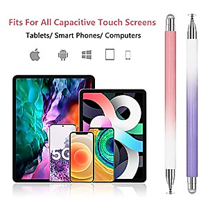 Stylus Pen for iPad (2 Pcs), Universal Touch Screens Stylus Pens High Sensitivity Disc & Fiber Tip Pencils Compatible with Apple/iPhone/iPad/Android/Tablets and All Capacitive Touch Screens