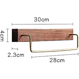 MRXFN Towel Rack Black Walnut Wood Towel Rack, for Bedroom Wooden Towel Hold Wall Mounted Retro Towel Bar Towel Holder (Size : 30cm)