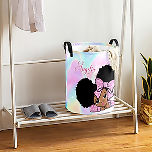 Generic Waterproof Laundry Hamper for Girls Kids Baby, Cute Pink Laundry Basket with Handle, Custom Nursery Hamper with Name