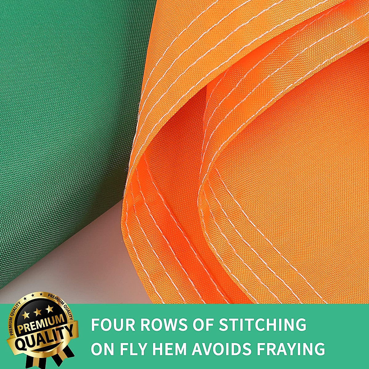 XIFAN Premium Nylon Ireland Irish Flag 3x5 Outdoor, Double Sided Heavy Duty 210D Nylon Irish National Country Flags, Strongest Longest Lasting with Sewn Stripes/4 Stitch Hemming/Brass Grommets