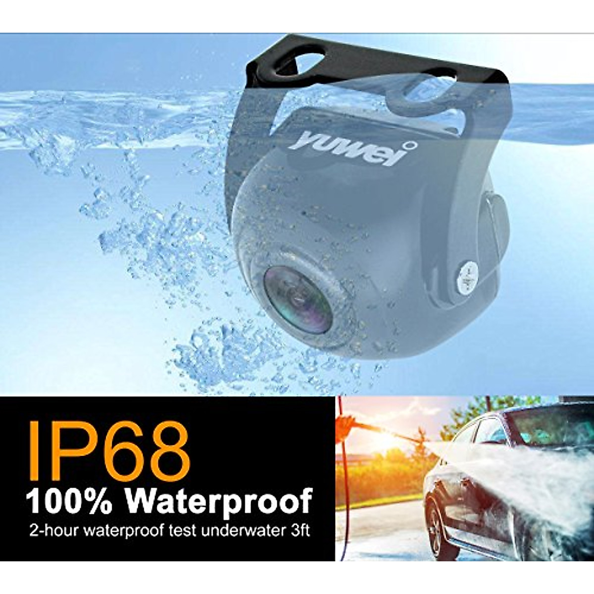 Backup Camera with 170 Degree Wide Viewing Angle High Definition and Waterproof IP68
