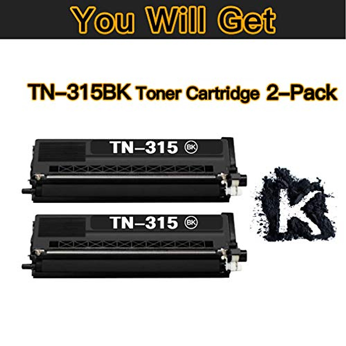 2-Pack Compatible Black Printer Toner Cartridge Used for Brother TN315 TN310BK TN315BK TN-315BK TN-310BK Use for Brother 9970CDW 9560CDW 9460CDN L4570CDWT 4570CDW 4150CDN 4140CN, Sold by Etechwork