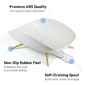 carrotez Dish Drying Rack, Dish Rack, Dish Drainer, Dish Rack and drainboard Set, Dish Drying Rack with drainboard and Swivel Spout, Kitchen Countertop, Easy Installation, Durable, Rustproof, White