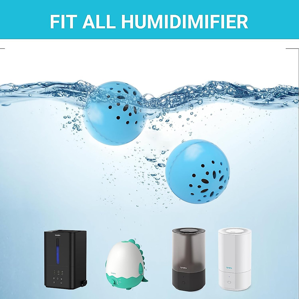 Livatro Humidifier Cleaner – Fight Humidifier Mold and Bacteria with Humidifier Cleaning Ball, Prevents Hard Water Build-Up, Eliminates White Dust, Removes Odor, For All humidifiers, Fish Tank