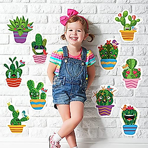 50 Pieces Cactus Cutouts Cactus Theme Bulletin Board Decoration Prickly Cactus Party Cutout Green Cactus Paper-Cut with Glue Point Dot for Fiesta Classroom Bulletin Board Wall Holiday Party Decoration