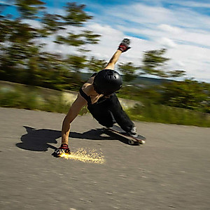 LOSENKA Skateboard Gloves with Sliders，Standard Longboard Downhill Slide Gloves Skate Gloves with 2 Slider Puck Set (Black)