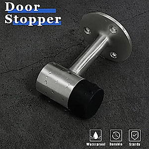Lanzeuta 3 Inch / 75mm Heavy Duty Floor Stop, Door Stopper with Rubber Head, Stainless Steel Brushed Nickel Door Stop - 1PCS