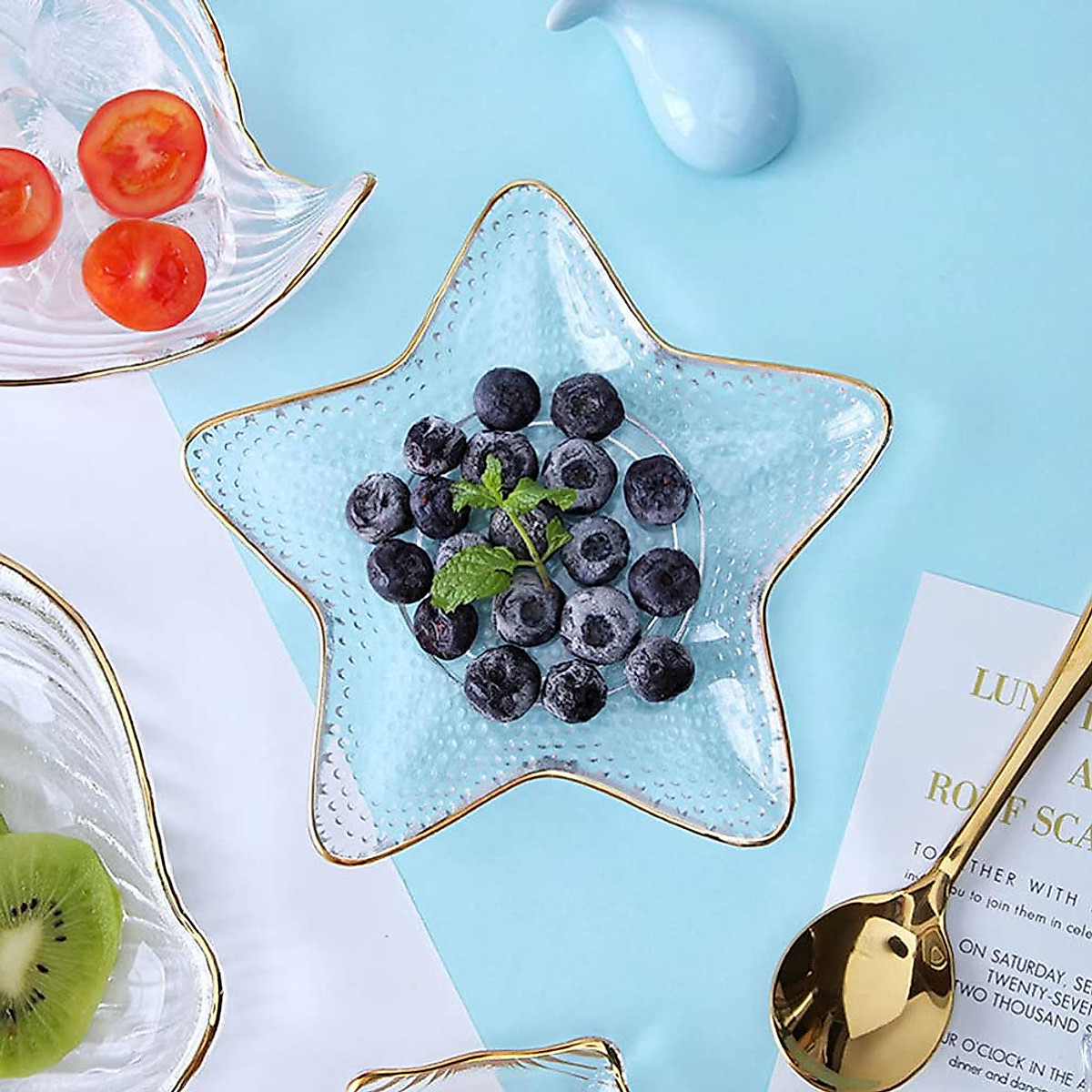 DOITOOL Star Shaped Glass Bowl Candy Bowl Fruit Salad Appetizer Plate Snack Dish Serving Plate for Kitchen