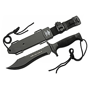 Skull Logo Bowie Stainless Steel Blade Abs Handle 12 inch EDC Hunting Knife