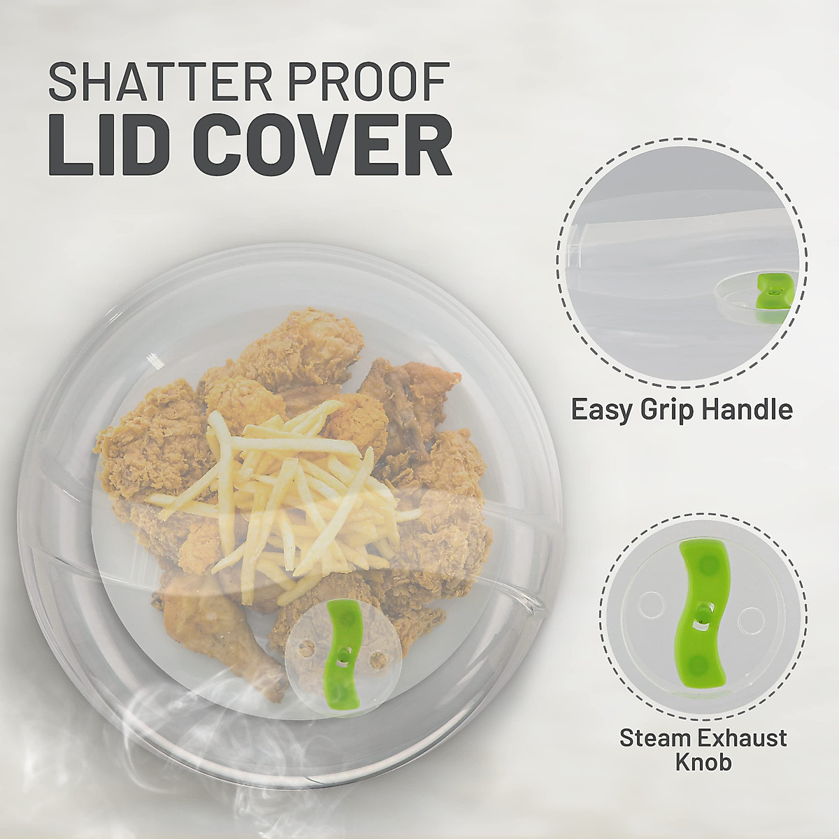 Microwave Cover for Food, Microwave Splatter Proof Plate Guard, Microwave Lid Food Cover for Microwave Oven with Steam Vents, Clear Dishwasher Safe BPA Free Plastic, 10 Inch – By RamPro