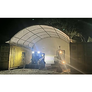 Generic Covermore 20'x20' Upgraded Shipping CONTAINER MOUNTED Canopy- 15 oz. PVC Fabric canvas roof shelter- UV resistant/Water resistant/snow resistant, White, c2020