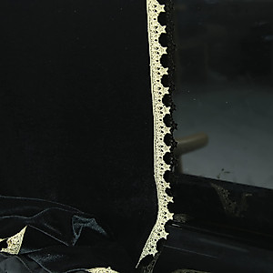 Mooson Upright Piano Cover, Universal Piano Dust Cover, Electric Piano Cover, Light Luxury, Soft Touch, Glossy, Thick, With Star Champagne Lace, High-end, Simple And Beautiful (Black)…