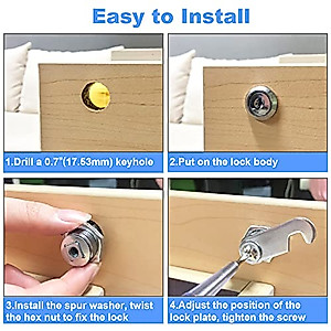 BOZXYE 3 Pack Mailbox Lock Cam Locks Keyed Alike, 7/8" Cabinet Lock with Key, Secure File Cabinet Drawer, Mailbox Lock Replacement for Storage Door Tool Box, Zinc Alloy