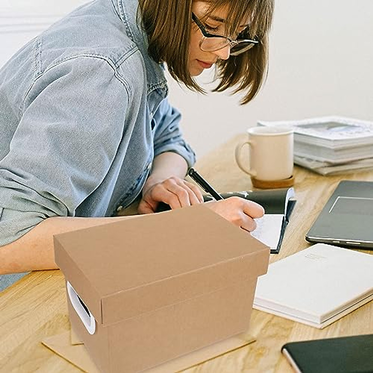 Homoyoyo Box Paper Organizer Handled Storage Container Desk Storage Organizer Desktop Organizing Holder Book Organizer Desktop Storage Organizer Makeup Stand Thick Section Z8