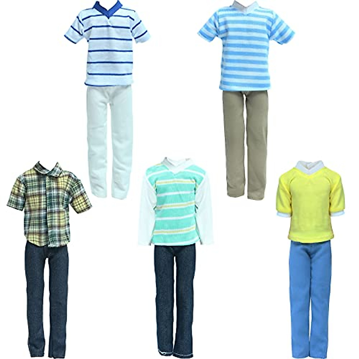 BJDBUS 5 Sets Casual Wear Shirt Trousers Doll Clothes for Boy Dolls