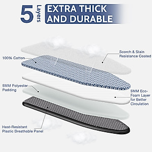 APEXCHASER Ironing Board, Full Size Iron Board with Iron Rest, lightweight Ironing Board with Height Adjustable, Extra Thick Heat-Resistant Cover with Padding, Heavy-Duty Sturdy Metal Legs, 49x13 Blue