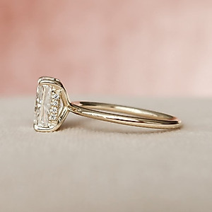 2 Ct Radiant Engagement Ring For Women with Hidden Halo, Radiant Cut Moissanite Engagement Ring, Hidden Halo Radiant Engagement Ring in 14K Yellow Gold, Ring Size - 8