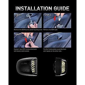 LESAUCE Full LED License Plate Light Tag Lamp Assembly Replacement for Chevy Silverado 1500 2500 3500 Suburban Tahoe GMC Sierra Yukon XL for Escalade, 6000K White, Pack of 2