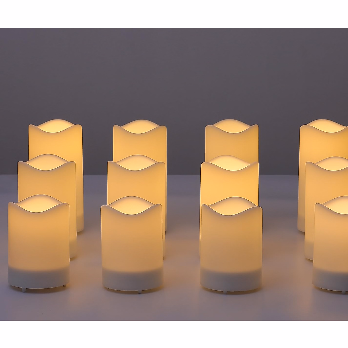 OCTMUSTARD Solar LED Candle with Waterproof Light Sensor, Dusk to Dawn on/Off Automatic Operating, 3X5 Inch Flameless White Plastic Pillar Candles with Flickering Warm White Light