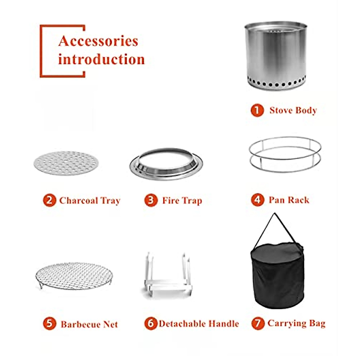 EMOT Stove Bonfire Fire Pit, Large 12.6 Inches Stainless Steel Outdoor Firepit, Smokeless, Portable Yard Natural Wood Burning Stove, No Gas Fuel Required(Give Away BBQ net and Pan Rack)