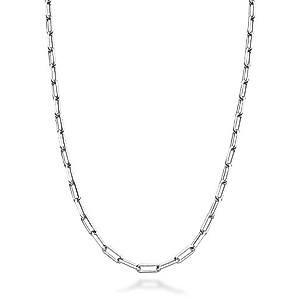 Miabella Solid 925 Sterling Silver Italian 2.5mm Paperclip Link Chain Necklace for Women Men, Made in Italy (Length 20 Inches)