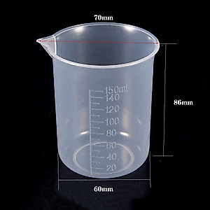 YXQ 150ml Plastic Beakers- 6Pack Graduated Measuring Cup Labs Liquid Transparent Container