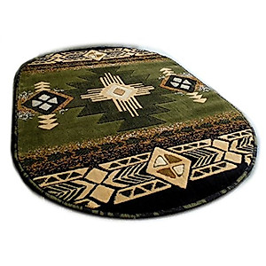 Southwest Native American Area Rug Sage Green (3 Feet X 5 Feet Oval)