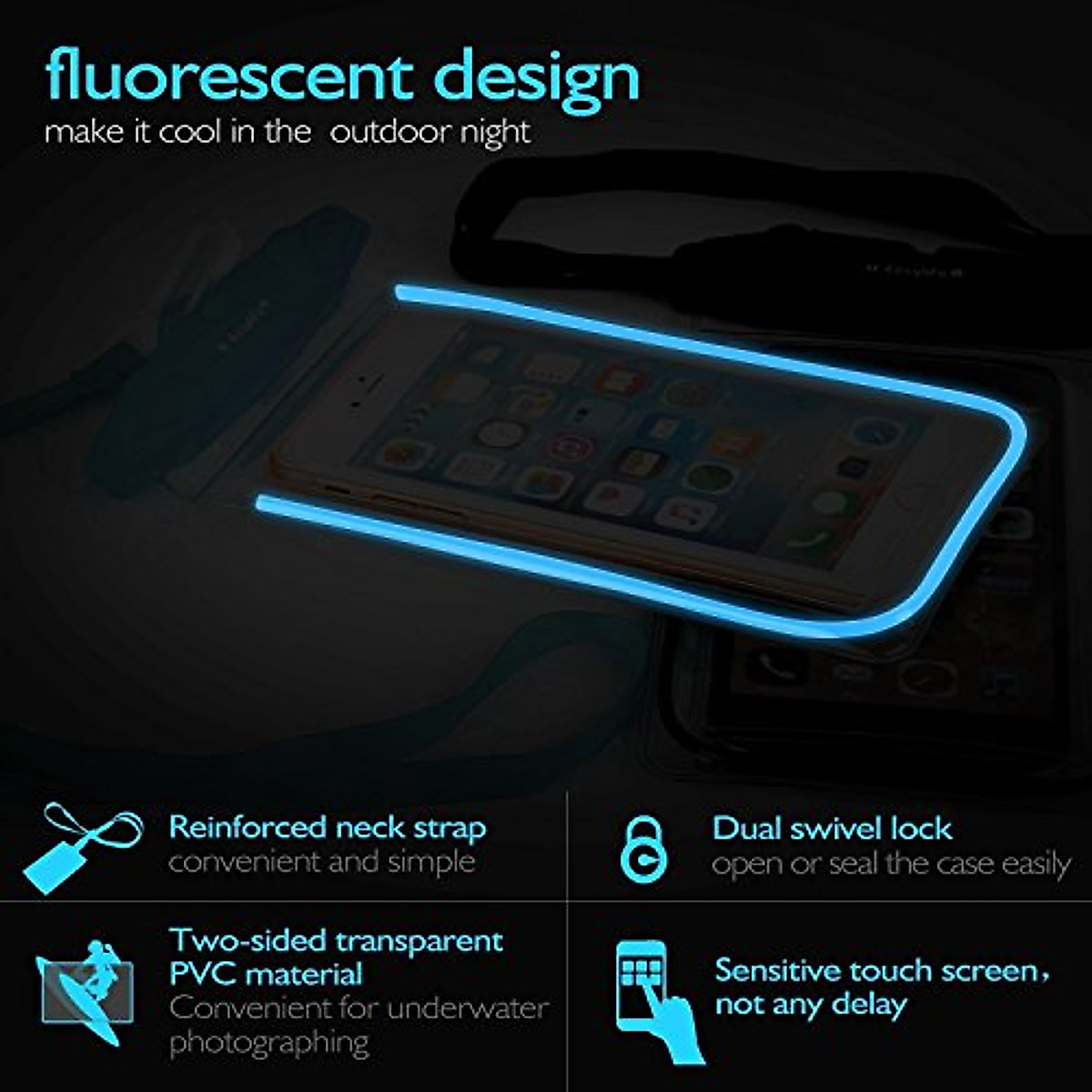 GLBSUNION Universal Waterproof Phone Case,2-Pack Waterproof Phone Lanyard Dry Bag Pouch for iPhone 14 13 12 11 Pro Xs Max Plus Galaxy S22 LG up to 8",Protective Pouch for Pool Beach Kayaking Travel