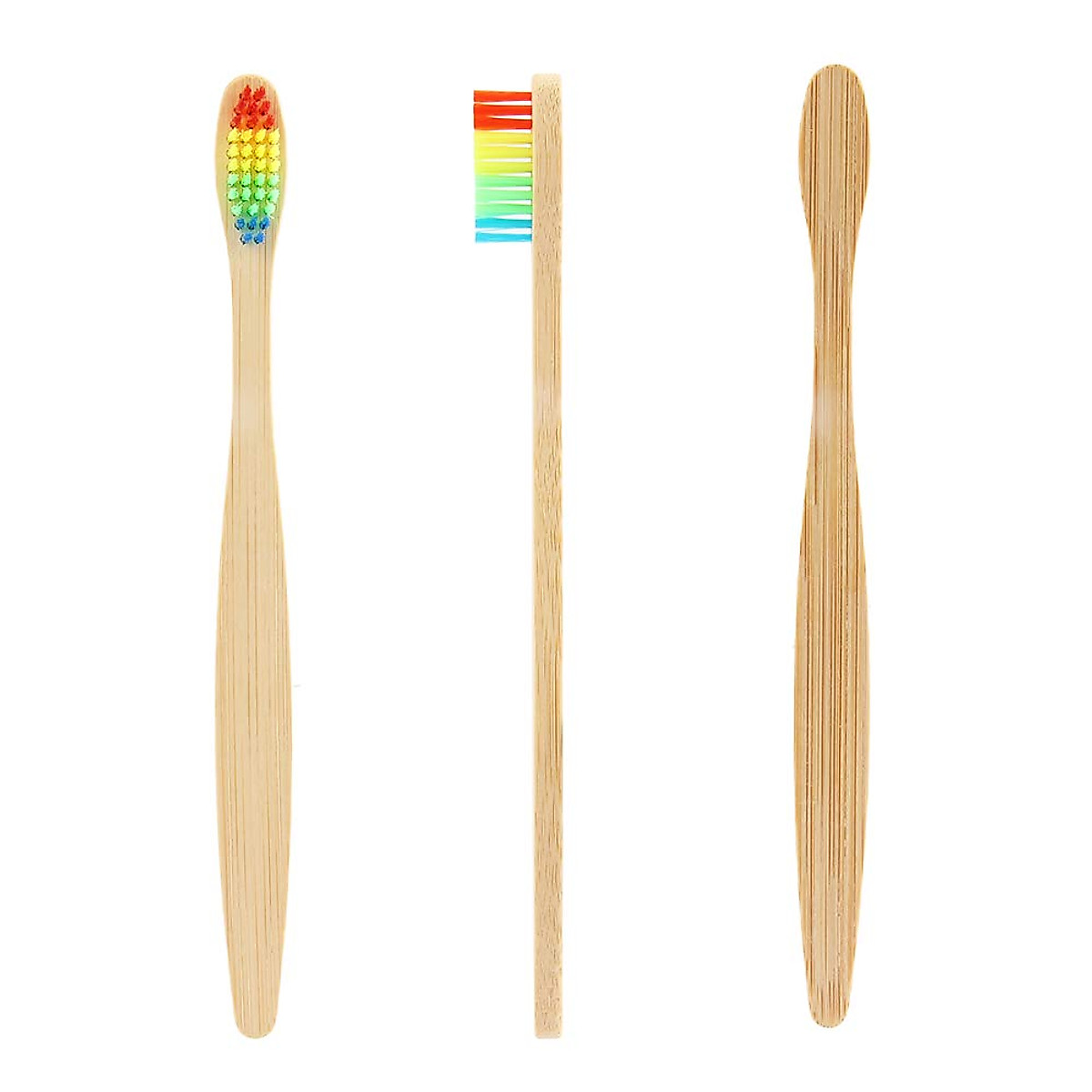5pcs Lot Natural Bamboo Toothbrush Biodegradable Toothbrush with Soft Fibre Made with Rainbow Nylon Infused Bristles in Recycled Packing