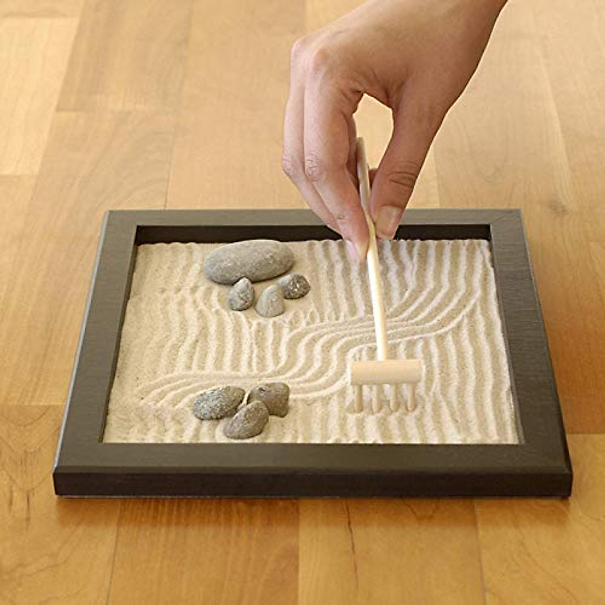 Zen Sandbox Rake 4-Pieces Kit Micro Landscape Decoration Sand Table Bamboo Rake Smoothing Hand Tools Combo Landscape Sand Rakes Feng Shui Gardening Supplies for Home Office