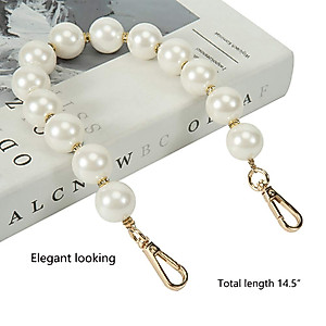 Xiazw Elegant Bead Pearl Handle Strap Chain Charms Accessory for Women Handbag,Purse,Clutch (Gold)