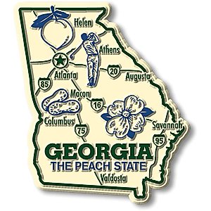 Georgia Giant State Magnet by Classic Magnets, 3.1" x 3.5", Collectible Souvenirs Made in The USA